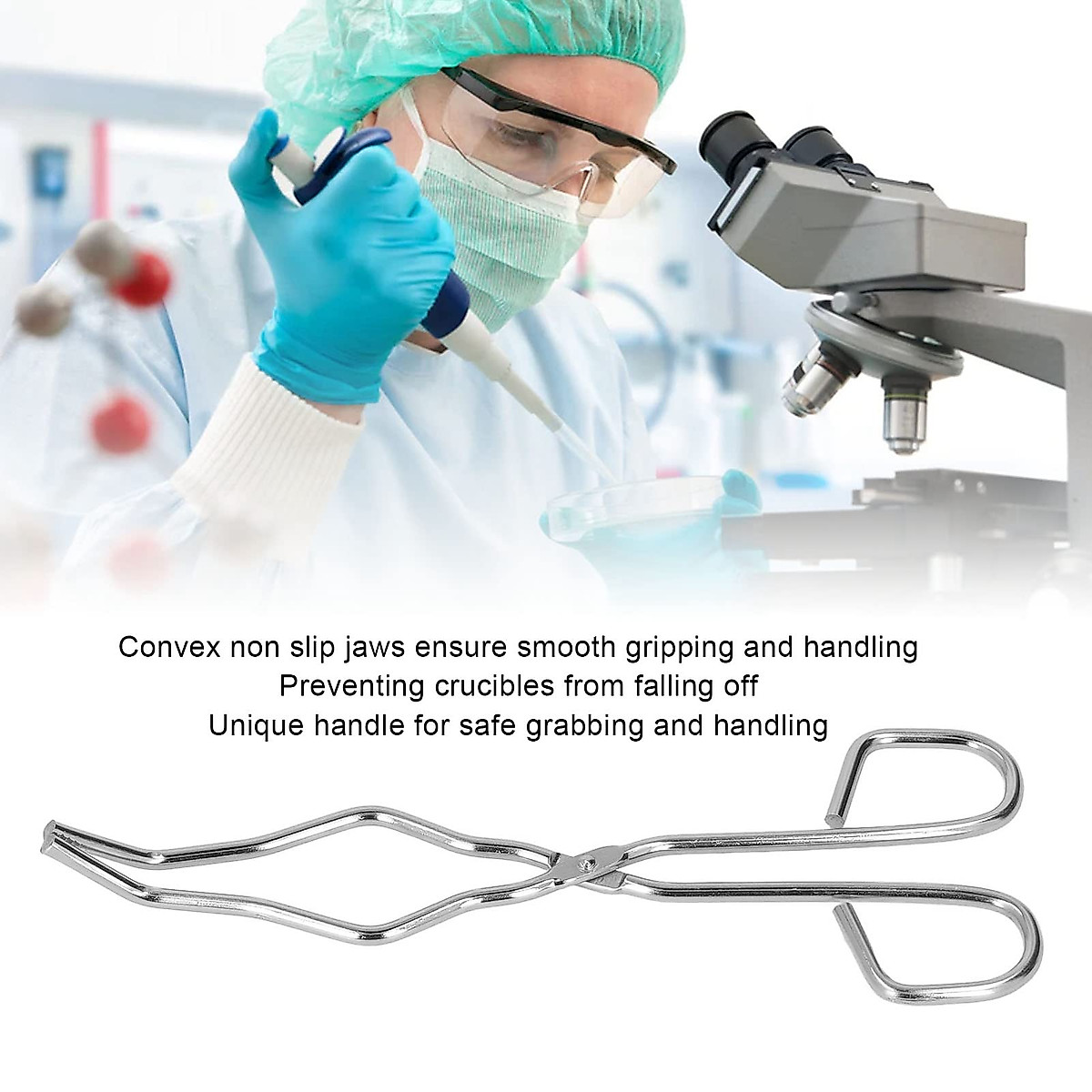 5Pcs Crucible Tongs, Stainless Steel Clamp Pliers Holder Casting Tool Lab Tongs Professional Grade for Metal Casting Gold Melting for Laboratory Industry