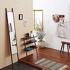 Shoe rack NAN Liang Solid Wood 3-Layer Partition Wall Simple Storage Rack Floor Rack Color: Log and Walnut-Convenient (Color : B)