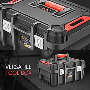 ‎DNA MOTORING 2pcs Tool Boxes Set - Lockable Organizer Storage Portable Toolbox with Removable Tray for Workshop Garage & Household, Large Capacity, TOOLS-00310
