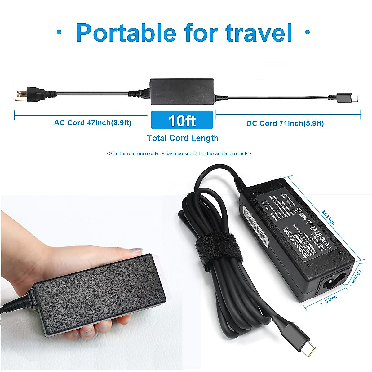45W Type C USB-C Charger for Dell Chromebook 11 3100 5190 3380 P29T Latitude 5420 5520 5285 5290 7390 7480 7490 7410 7290 7370 2-in-1 XPS 13 9350 9360 9365 9370 LA45NM150 LA65NM170 2YKOF 04RYWW 0HDCY5