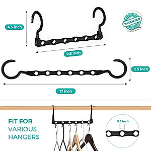 HOUSE DAY Space Saving Hangers for Clothes 10 Pack, Black Magic Hangers Multi Hangers Organizer, Closet Organizers and Storage System Closet Space Saver Hangers, Collapsible Hangers for Clothes