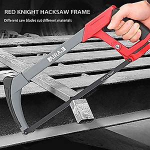 AIRAJ 12 inch Adjustable Hacksaw Frame Set,Tools High-Tension Hacksaw,with 10 Hacksaw Blades,Suitable for Gardeners,PVC Pipes,Metal Pipes,Wood Saws.