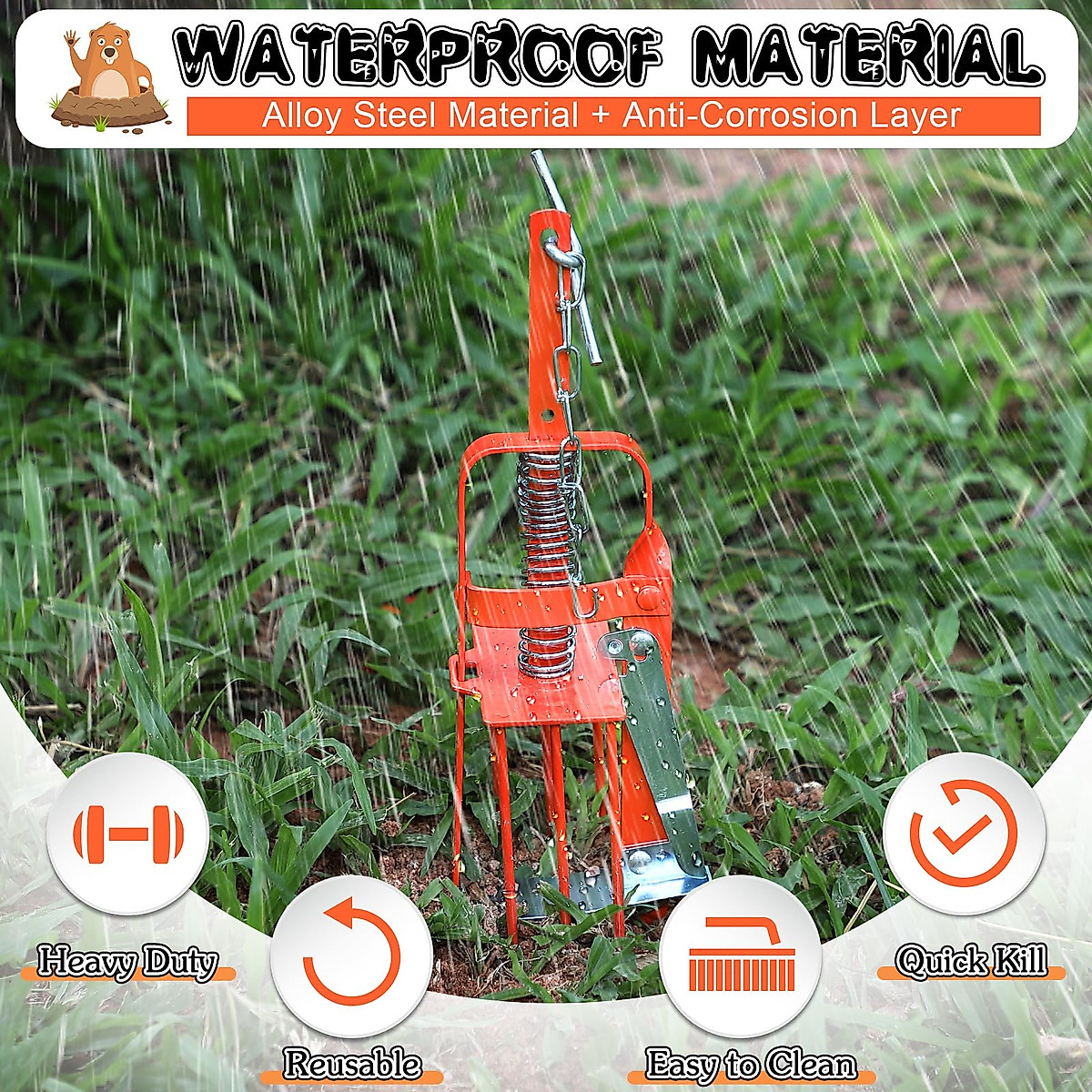 Qualirey 2 Pcs Mole Trap for Lawns, Spear Style Mole Killer for Garden Yard Outdoor, Alloy Steel Mechanical Vole Gopher Trap, Quick and Clean Mole Traps That Kill Best