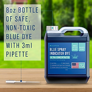 Blue Spray Indicator - Dye for Weed Spraying - Mark Where You've Sprayed with Blue Dye - Safe & Non-Permanent Dye with Pipette for Easy Mixing - 8oz