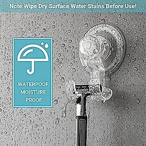 Teletrogy Shower Razor Holder, 4Pack Heavy Duty Adhesive Hooks Damage Free Shower Hooks DIY Assemble, Waterproof Razor Suction Cup Holder for Bathroom, Kitchen, Shaver, Towel, Loofah, Christmas Wreath
