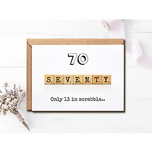 OystersPearl Scrabble 70Th Decade Birthday Card - 70 Its Only 13 In Scrabble - Birthday Greeting Card - Funny Greeting Card - Meaningful Greeting Cards.