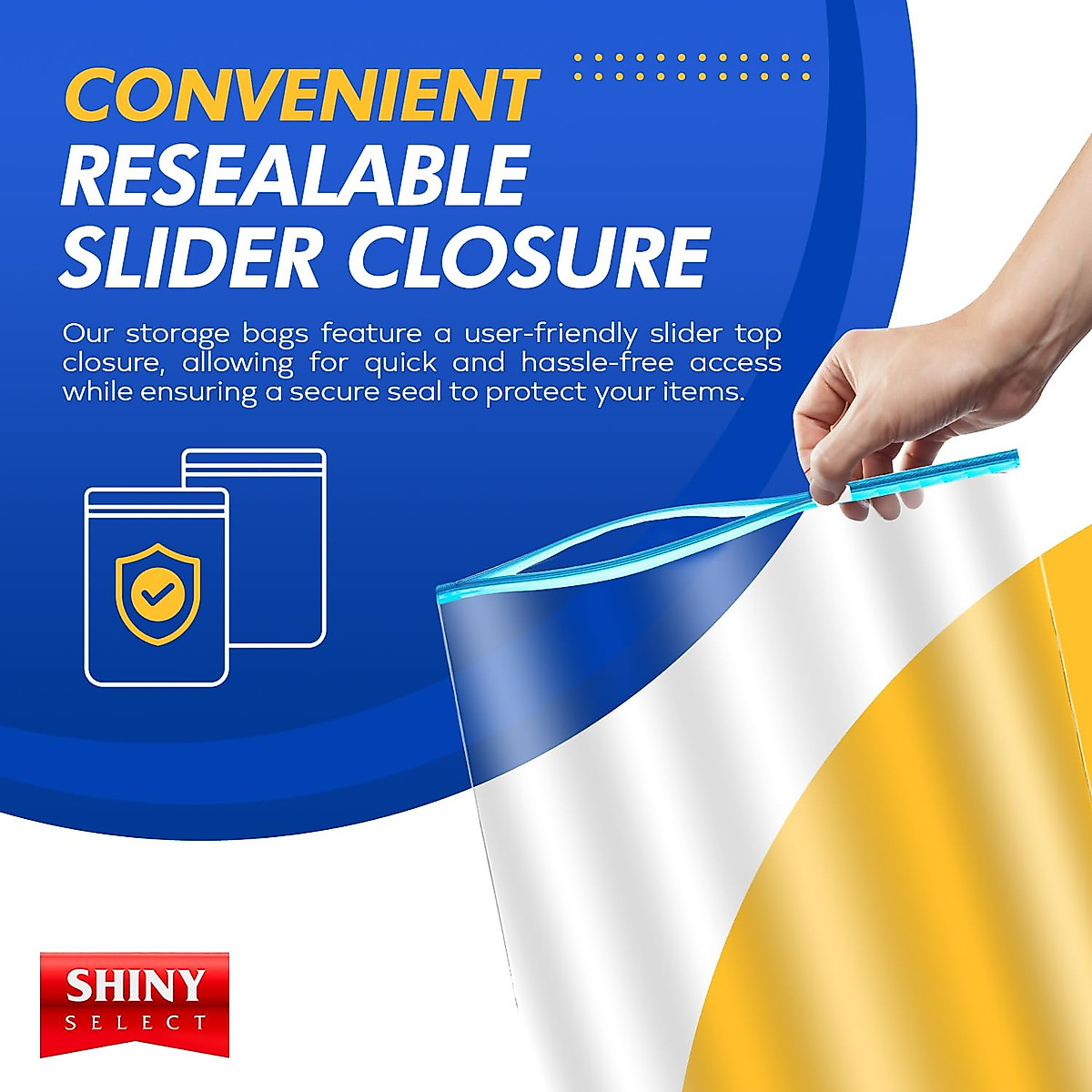 Shiny Select 5 Gallon Jumbo Slider Storage Bag, 18x24, 10 Bags – Resealable Extra Large Clear Plastic, 2 Mil Thick - Home Organization, Luggage, Travel, Kitchen Use, Baby Essentials, Seasonal Clothes