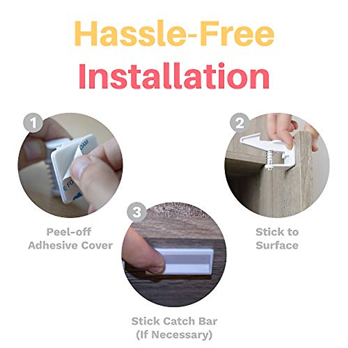 Cabinet Locks Child Safety Latches - Baby Proofing Cabinets & Drawers Locks - Child Proof Your Home - No Drilling & No Tools Required! (8 Pack)