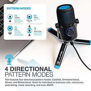 JLab Talk USB Microphone | USB-C Output | Cardioid, Omnidirectional, Stereo or Bidirectional | 96k Sample Rate | 20Hz - 20kHz Frequency Response | Volume, Gain Control, Quick Mute | Plug & Play