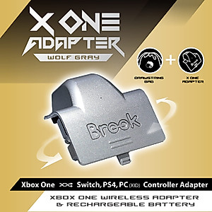 Brook X ONE Adapter with Drawstring Bag - Wireless Rechargeable Battery Converter for Xb One Controller Adapter on PS4, Switch, PC(XID), XB Gaming Converter - Wolf Gray