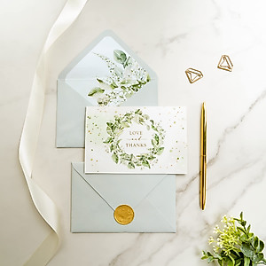 Gooji 4x6 Greenery Thank You Cards with Envelopes (Bulk 20-Pack) Bridal Shower Thank You Cards with Envelopes | Birthday Party, Baby Shower, Weddings, Greeting, Blank Notes, Small Business