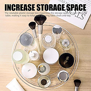Popdylan Lazy Susan,360 Rotating Clear Plastic Spice Rack with Dividers,11.8“ Turntable Cabinet Organizer for Cabinet, Fridge, Kitchen, Bathroom, Vanity Display Stand 11.8in