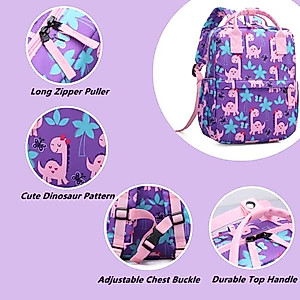 Cute Preschool Backpack Toddler School Book Bag for Girls Boys Kids Kindergarten Nursery Travel Bag with Chest Strap(12inch, Girly Dinosaur)