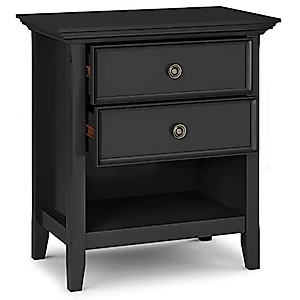 SIMPLIHOME Amherst SOLID WOOD 24 Inch Wide Traditional Bedside Nightstand Table in Black, For the Living Room and Bedroom