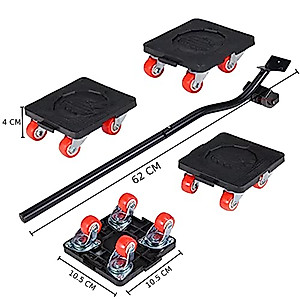 Furniture Lifter with Wheels Moving Dolly for Heavy Duty - Lockable Lifter | 360° Rotation Wheels | 880 lbs Set Capacity | Tool Set Lifter for Heavy Furniture Moving Appliances Refrigerator Sofa Bed