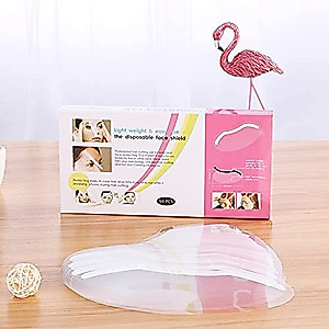 LWBTOSEE 100pcs Eyebrow Shield Disposable Hair Salon Hairspray Masks Cutting Coloring Face Protecting Barber Supplies Transparent Plastic Face Shield