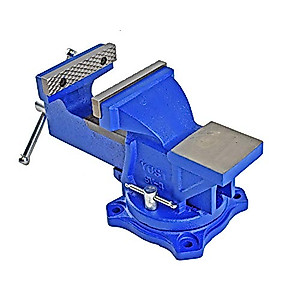 Yost Vises Tool 4-Inch Workshop Duty Bench Vise, Model BV-4, with 120-Degree Swivel Base, Blue