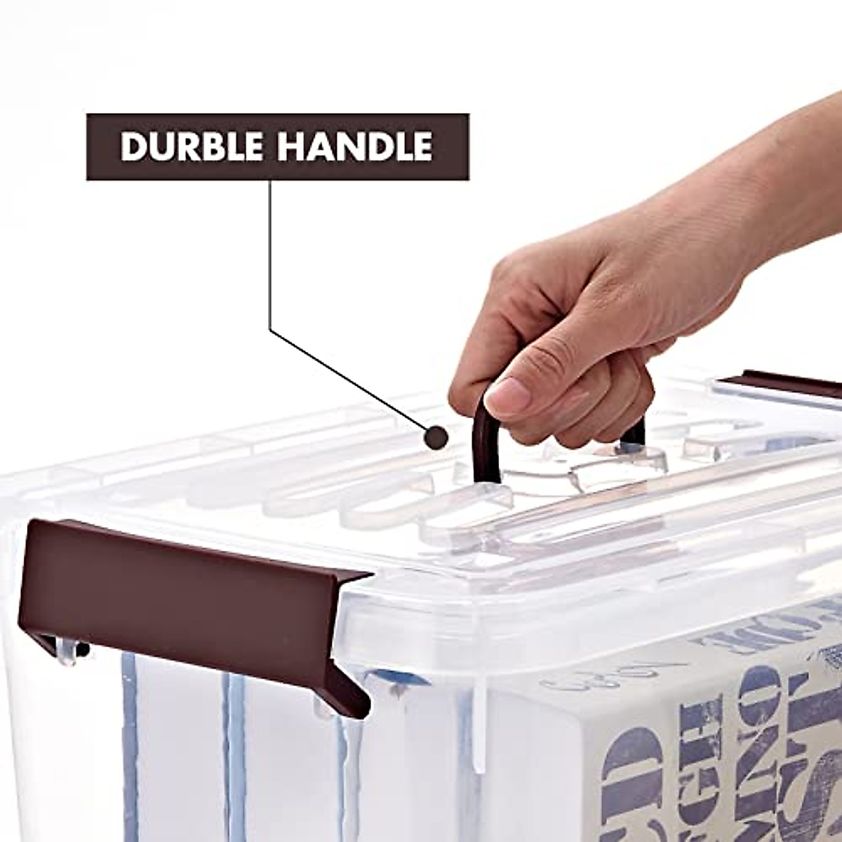 Krihan 14 L Plastic Storage Box with Latch Lid, Clear Latching Box, 6-Pack