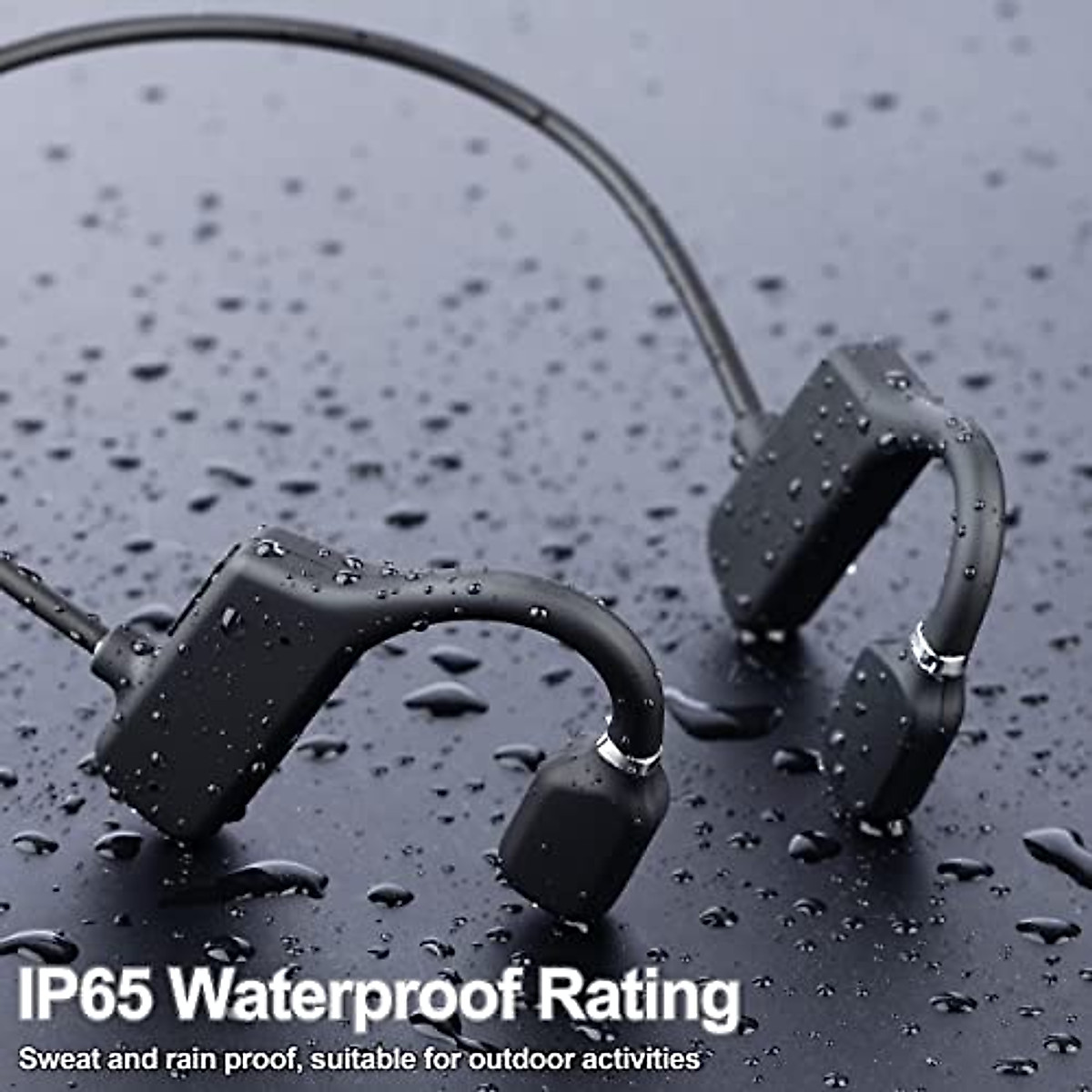 Bone Conduction Headphones, IP65 Sweatproof Open Ear Sport Headphones with Built-in Mic, Wireless Earphones up to 5 Hours Playtime for Running Cycling and Workouts (Black)