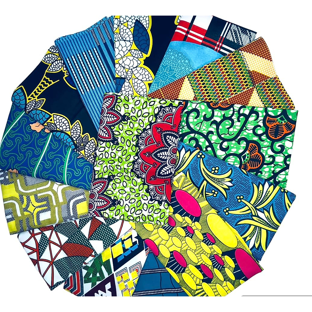 African Ankara Wax Print Fat Quarters Fabric for Small Projects, Craft and Patch Work DIY (20.5 x 16 Inches)