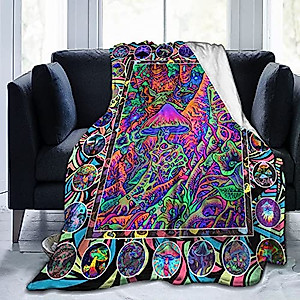 Mushroom Blanket, Soft Fleece Flannel Throw Blanket Lightweight Cozy Blankets All-Season for Sofa Couch Chair Bedroom Cottagecore Room Decor