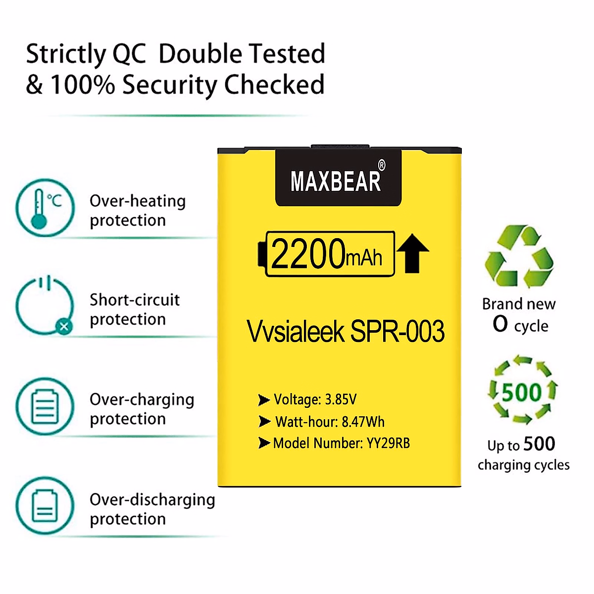 MAXBEAR 3DS XL SPR-003 Battery, 2200mAh 3.85V Replacement Battery for Nintendo 3DS XL SPR-003 and New 3DS XL RED-001 SPR-A-BPAA-CO XL Console