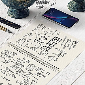 AHGXG Graph Paper Notebook Spiral 3 Pack - A5 Grid Notebook 5.7"x 8.3", Thick 100gsm Graph Grid Paper, 80 Sheets, Transparent Hardcover Journals for School Supplies, Office, Writing, Drawing