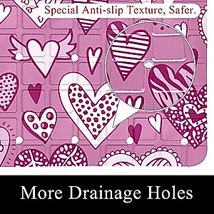 Bath Tub Shower Mat - Anti-Slip PVC Material 15.1x26.8 in, Gentle Cushioning Quick Drying Suction Cups Reliable Solution - Valentine's Day Pattern Non-Slip Floor Mat