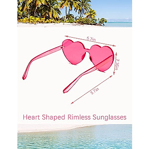 LIULIUBTY Heart Shaped Rimless Sunglasses, Jelly Fudge Series Bachelor Party Cool Sunglasses 8 Pack, Colors Funky Glasses Party Favors (Mixed Colors)