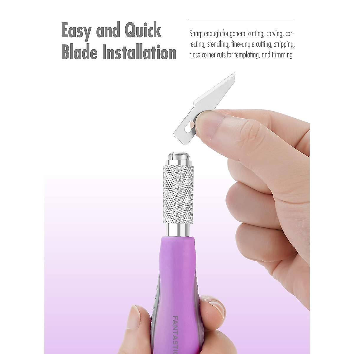 FantastiCAR Craft Knife Precision Cutter Hobby Knife Blades Set (30pcs) for Art Work, Scrapbooking, Stencil, Architecture Modeling, Wood Leather Working (Purple)