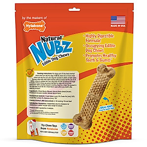 Nylabone Nubz Natural Edible Chew Treats for Dogs, Long Lasting Chews Made in USA, Chicken Flavor, Small - Up to 25 lbs. (36 Count)