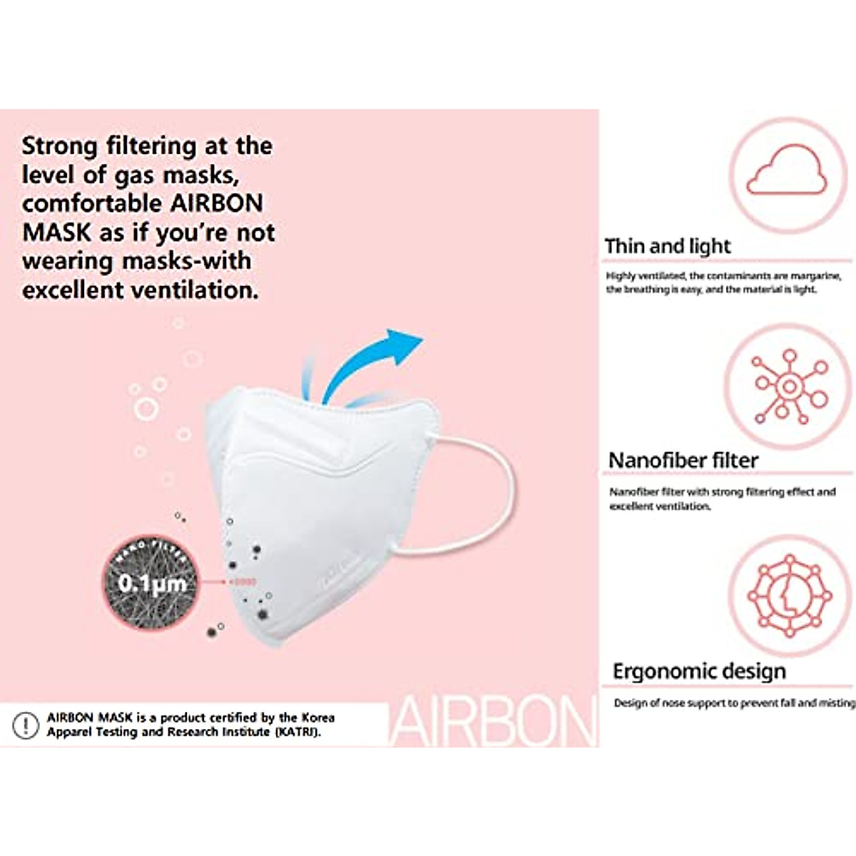 10Pcs AIRQUEEN Korean Nanofiber Filter Childern Mask for kids (White)