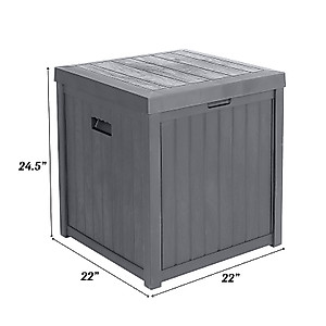 VINGLI 51 Gallon Outdoor Deck Box, Plastic Deck Box Design with Convenient Handles, Lockable Storage Box for Patio, Garden, Backyard and Balcony (Grey)