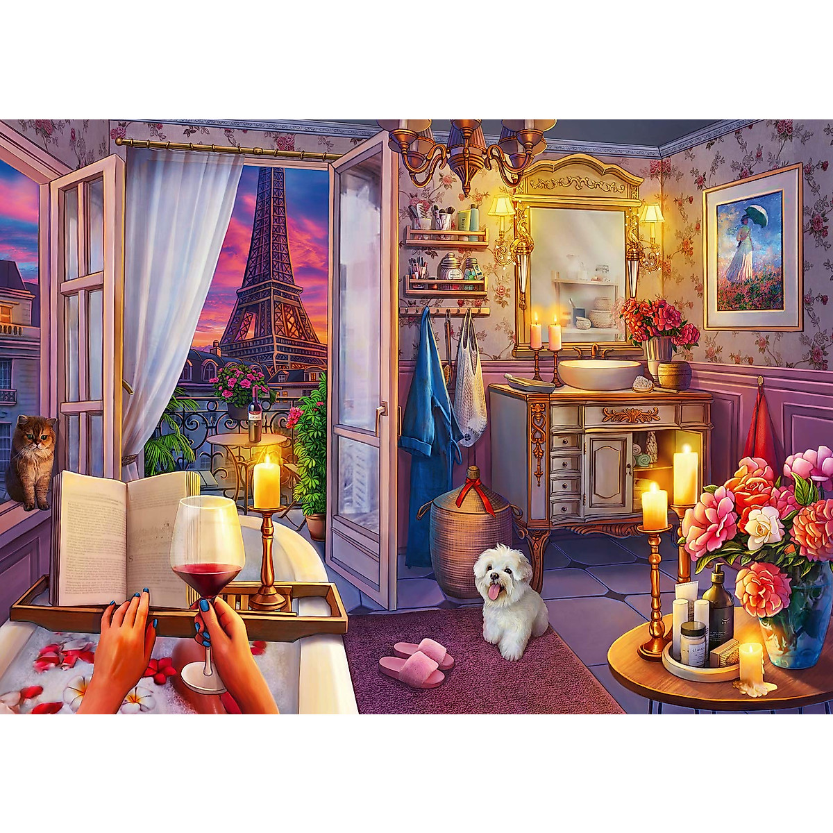 Ravensburger Cozy Bathroom Jigsaw Puzzle - 500 Piece Large Format | Adult Friendly | Unique Softclick Technology Vibrant & Glare-Free | FSC-Certified Sustainable Product