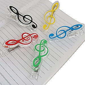 YYANGZ 20PCS Colorful Music Notes Paper Clips Plastic Music Book Clip Music Sheet Clips Music Paper Clip Holder Music Book Page Holder Bookmark Stationery for Music Paper Book