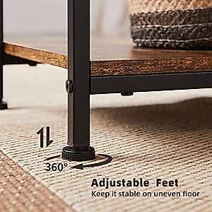 Somdot Side Table, End Table with Storage Shelf for Sofa Couch, Nightstand Bedside Table for Living Room Bedroom, Easy Assembly - Rustic Brown/Black
