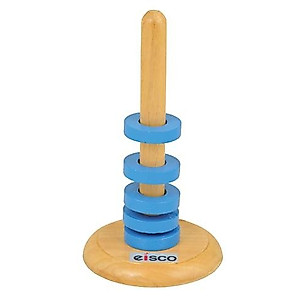 Eisco Labs Floating Ring Magnet Set with Wooden Base - 5 Magnets, 5.9" Height