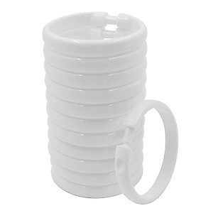 White Shower Curtain Hooks Rings, 12pcs Plastic Rust Proof Shower Curtain Hooks, Round Curtain O Rings Hook Hanger for Bathroom Shower Window Rod