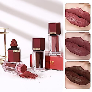 UCANBE 3 Pcs Powder-to-Cream Lip Color Matte Lipstick Set, Highly Pigmented Velvet Smooth Face Makeup Powder for Lip, Eye & Cheek, Non-sticky Long Lasting Makeup Lip Sticks Kit #1