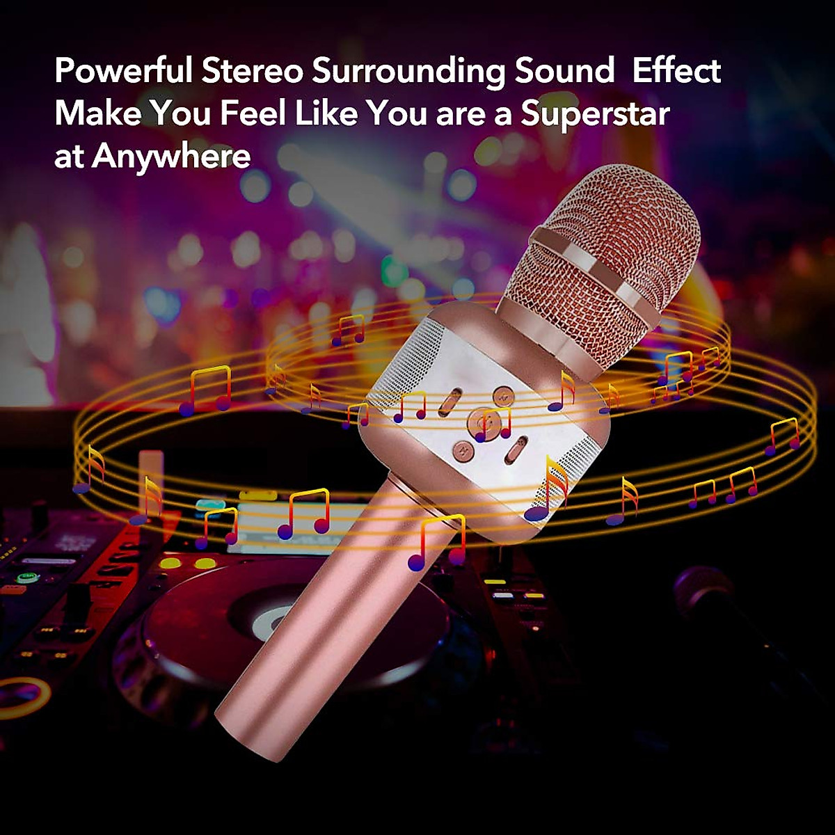 Microphone for Kids, Wireless Bluetooth Karaoke Microphone Portable Handheld Microphone Karaoke Mic Machine for Home Party Birthday - Best Christmas Birthday Gifts Toys for Age 4 5 6 7 8 9 10 (Rose)