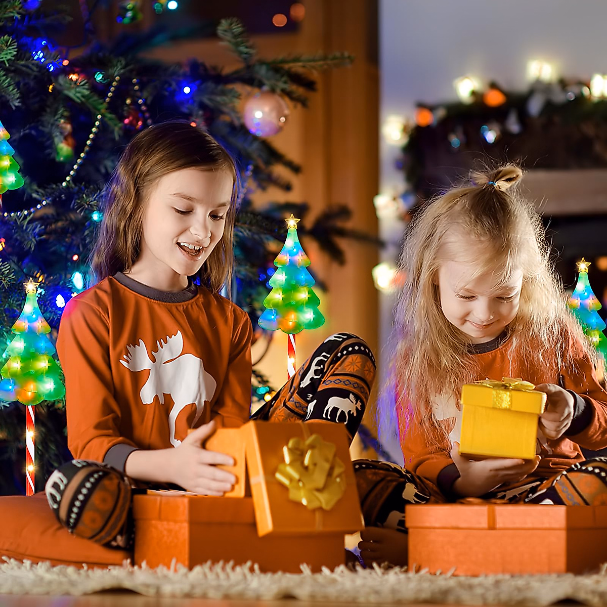 Christmas Decorations Outside Solar Christmas Tree Candy Cane Stake Lights, KOOPER 6 Pack Brighter 102 LED Solar Christmas Pathway Lights Outdoor, 8 Modes Outdoor Christmas Decoration for Xmas Decor