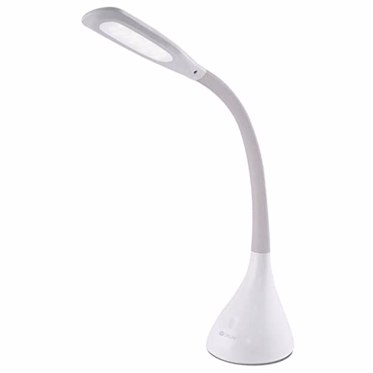 OttLite LED Desk Lamp with Adjustable Neck, Creative Curves (White/Grey) - 2.1A USB Charging Port, 4 Dimmable Brightness Settings, Energy-Efficient Natural Daylight LEDs for Home, Office & Dorm