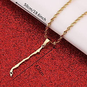 Stainless Steel Chile Map Pendant Necklace Charm Republic of Chile Jewelry Chilean (Gold Color)