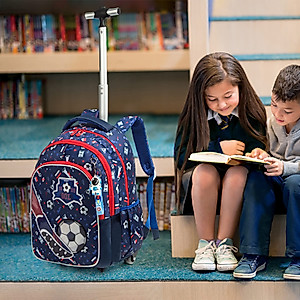 MOHCO Rolling Backpack 18 inch with Lunch Bag and Pencil Case Wheeled School Backpack for Boys and Girls (Love)