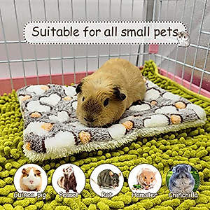 EAEDMY 4 Pieces Guinea Pig Bunny Comfortable Bed Mats Pads, Rabbit Warm Soft Bed, Hamster Bedding Pad Mats for Small Animals Chinchilla Hedgehog Baby Cats (11.8"x9.1", 1.Hearts Pattern)