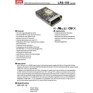 MEAN WELL MW LRS-150-24 24V 6.5A Enclosed-LRS Switching Power Supplies