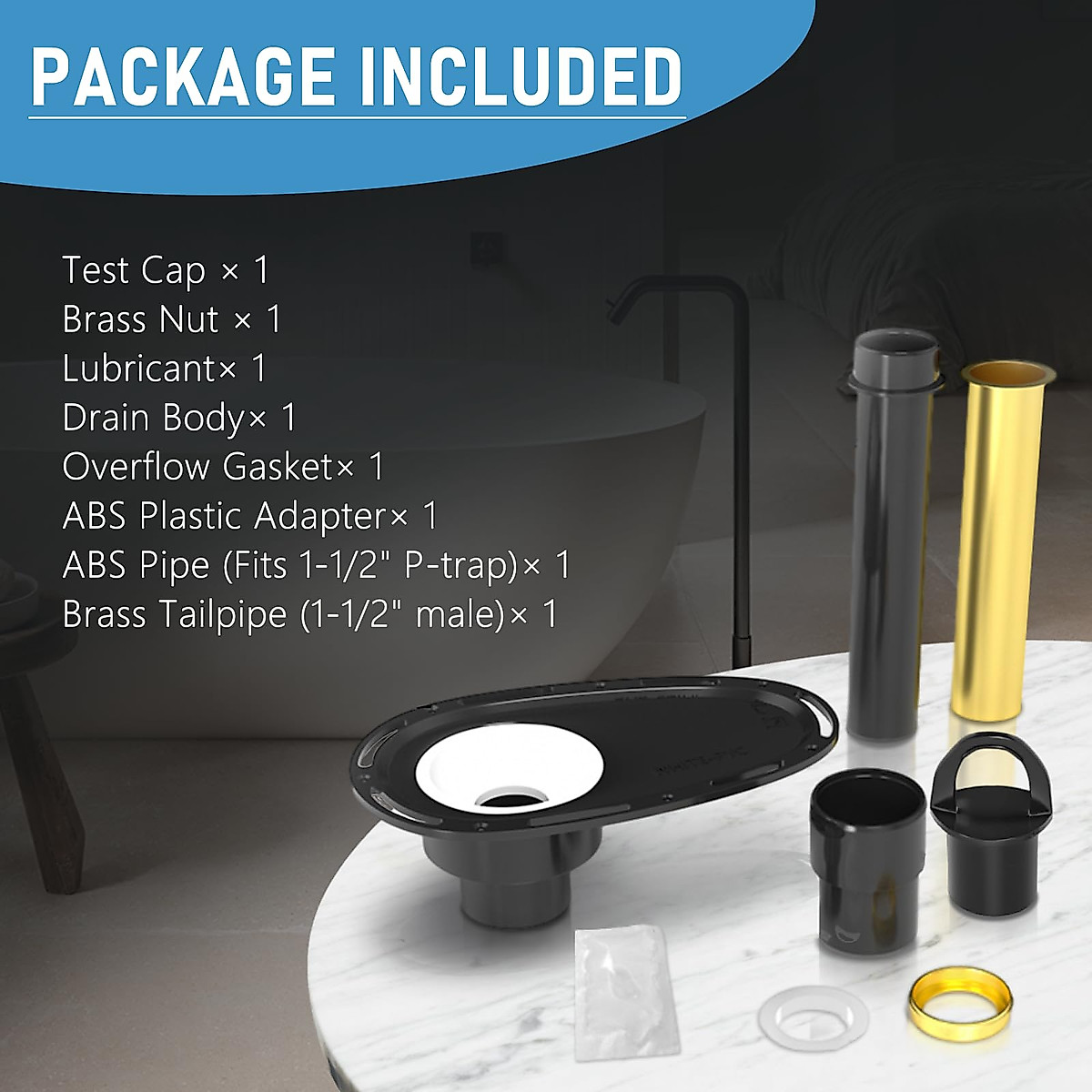 Freestanding Tub Drain Kit - Free Standing Tub Drain Rough-in kit for Freestanding Bathtub with Brass Pipe and ABS Pipe