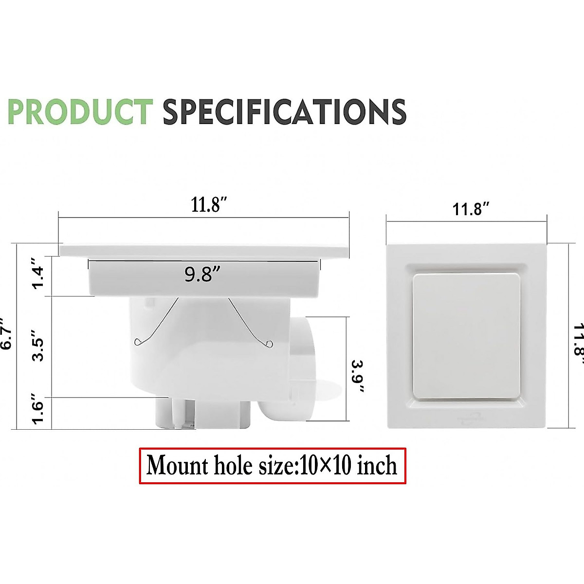 Aydomer Bathroom Fan Exhaust Fan Ceiling Mount Ventilation Fan Through Wall Extractor Exhaust Smoke Fan 110V Bathroom Ceiling Fan for Kitchen 120CFM 1.2Sones (Square)