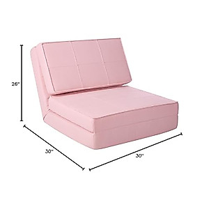Urban Lifestyle Ultra Suede Convertible Flip Lounge and Gaming Floor Chair, Light Pink, 26D x 30W x 30H in