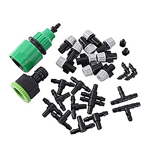 Uongfi Garden Hoses 1 Sets Fog Nozzles Irrigation System Portable Misting Automatic Watering 10m Garden Hose Spray Head with 4/7mm Tee and Connector hosing Pipe (Color : Water kit)